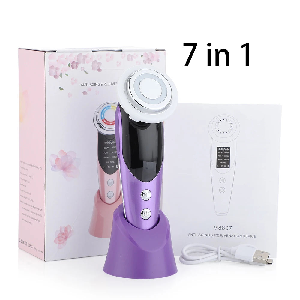 7 in 1 Facial Massager Mesotherapy Radiofrequency For Face Apparatus R ...